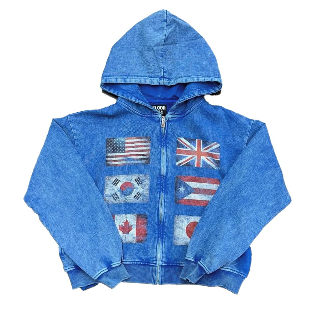 Floor 914 "Red Flag Force" Zip Up Hoodie Blue – STVTEMENT